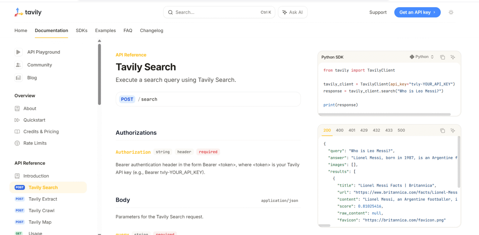 Tavily AI Web Search API for Real-Time Data Extraction & Crawling